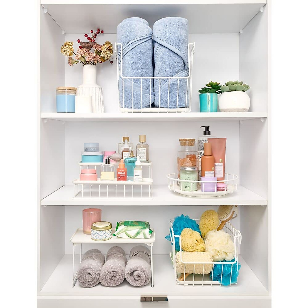 iDesign RPP Wire Shelf Riser, 12.63 x 6.5 x 7, Coconut