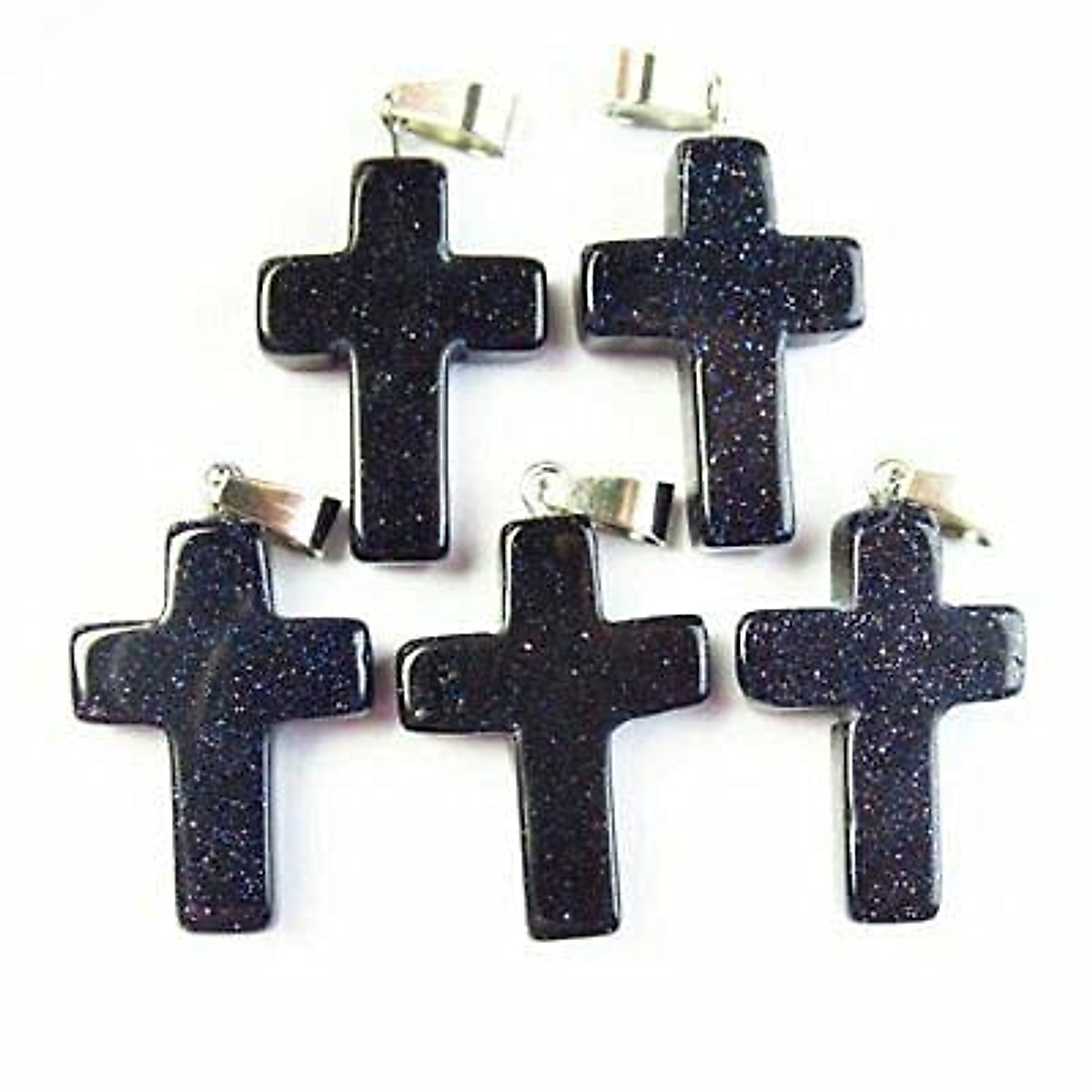 10pcs 28x18x5mm Carved Blue Sand Stone Cross Pendant Bead 305SK