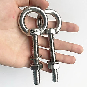 HYXXYY Stainless Steel Eye Bolt, 2pack M10 Shoulder Eye Bolts 3/8" X 2.75"with Nuts and Washer Thread Lifting Ring Eyebolt