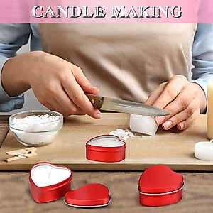 Vesici 12 Pack 2 oz Heart Shaped Metal Tins with Lids Empty Candle Jars Candle Containers Cans for Making Candles Heart Box for Mother's Day Candies Presents Gifts Home Supplies(Red)