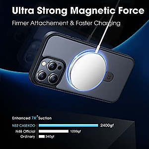 CASEKOO for iPhone 14 Pro Max Case with Magnetic Invisible Stand [Military Drop Protection] [Compatible with MagSafe] Shockproof Slim Translucent Matte Phone Cases for Men Women 6.7 Inch 2022, Black