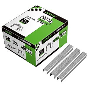 meite 21 Gauge 1/2-inch Crown 304 Stainless Steel Upholstery Staples with 1/2-inch Leg for MT8016 Stapler 10,000 PCS/Box