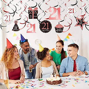 Birthday Party Decorations, Birthday Party Rose Gold Hanging Swirls Ceiling Decorations Shiny Foil Swirls for Birthday Decorations Supplies 30 Count (21 Style)