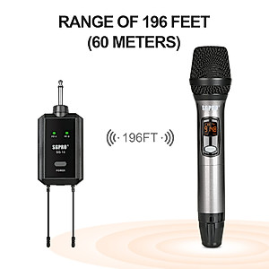 SGPRO Multiple-Purpose Wireless Microphone Set Compact Receiver Mute Function Battery Indicator for Singing, DJ, Speech, Classroom, Church, Home Karaoke and More (SG-14 | Dual Handheld Set)