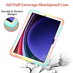 Hogenl Case for Samsung Galaxy Tab S10 Plus/Tab S9 FE Plus/Tab S9 Plus 5G Tablet 12.4'' Cover with Butterfly Stand Shoulder Strap and S Pen Holder Shockproof Full Protective for Kids Girls, Colorful