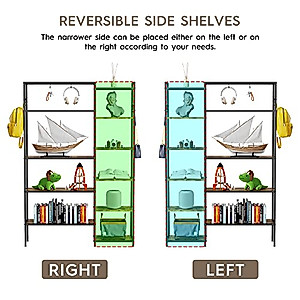 Iaocpio 6 Tier Bookshelf 70 inch Tall Bookcase, Double Wide Bookshelves with 6 S-Hooks.