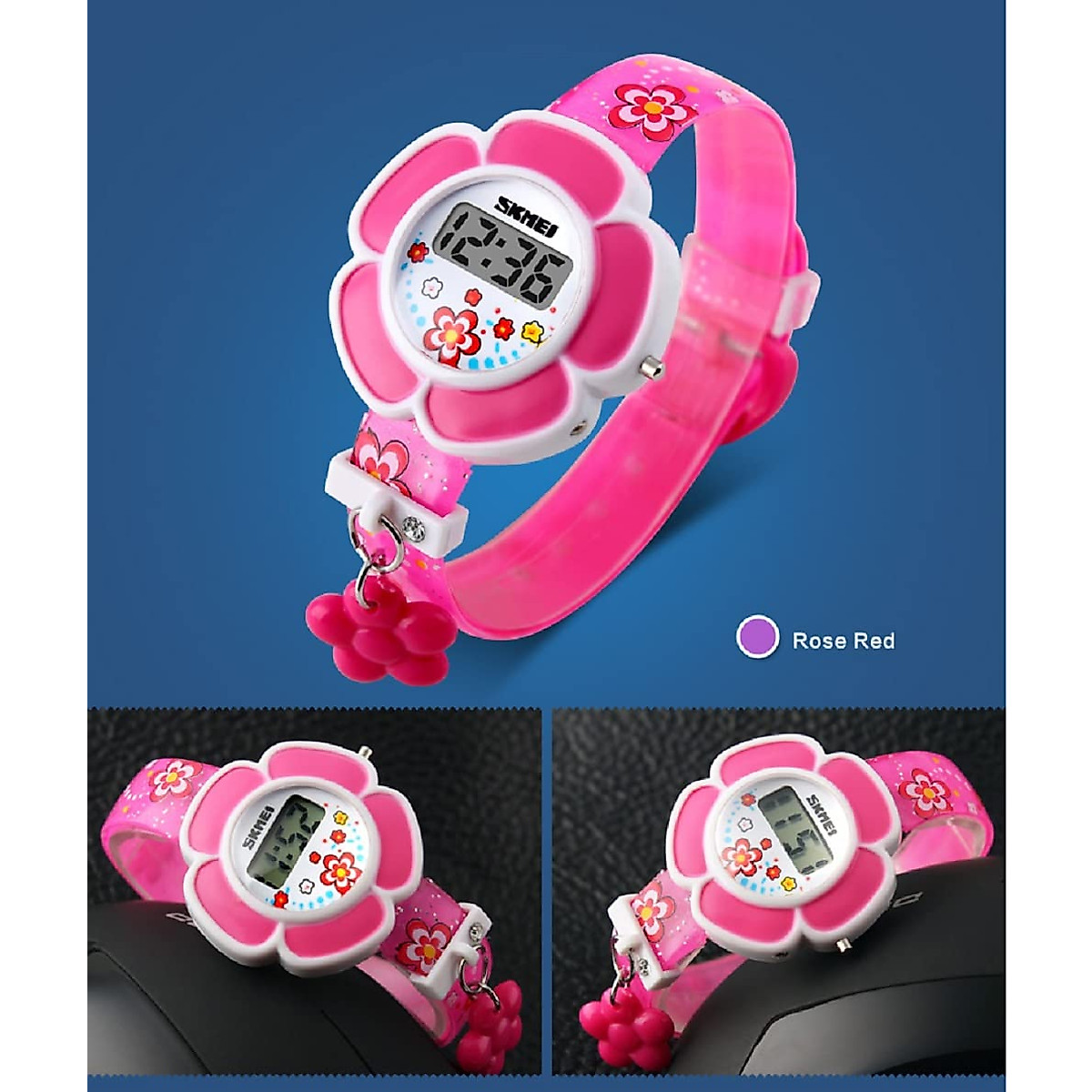 Kids Watch Girl Flower Shape Watch Novelty Cartoon Digital Watch 1144 (pink1)