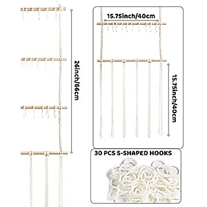 MoHern Headband Bow Holder Organizer for Girls, Baby Hair Bows Hanger with 30 Hooks, Hair Clip Accessories Storage Macrame Rack Boho Wall Hanging Decor for Nursery Room