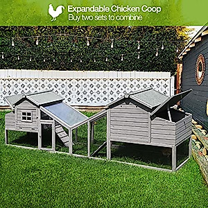 Outdoor Rabbit Hutch UV Roof Wooden Bunny Cage Large Duck House Chicken Coop with Run-Leak Proof Plastic Tray