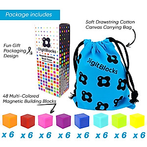 BrainSpark Digit Blocks 48 Pieces Black White and Grey Magnetic Cubes Building Set, Magnetic Blocks for Kids