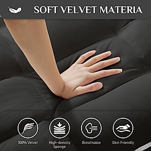 Wrofly 3 in 1 Single Convertible Sleeper Sofa Chair, 35.4" Pull Out Sofa Bed with Adjustable Backrest, Modern Chaise Lounge with Storage and Pillow for Living Room, Small Spaces, Black Velvet