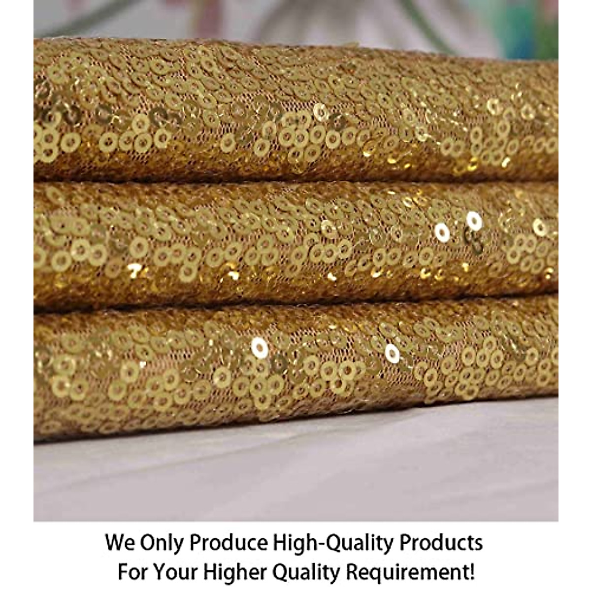 12 Feet 4 Yards Sequin Fabric, by The Yard, Sequin Fabric, Tablecloth, Linen, Sequin Tablecloth, Table Runner (Gold)