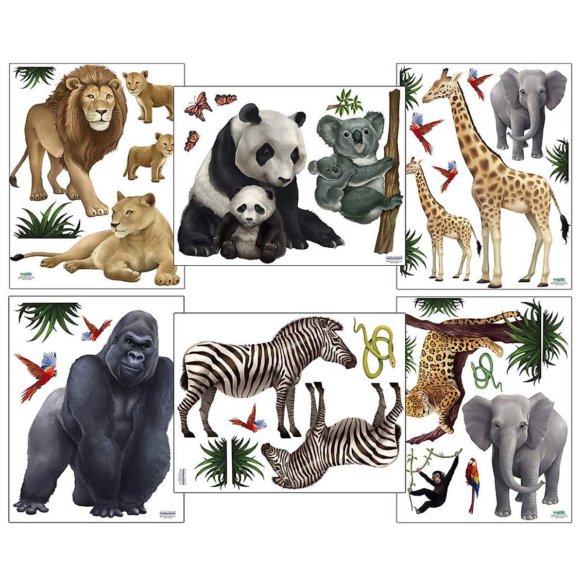 Small Safari Animal Wall Decals- (30) Jungle Animal Wall Stickers for Kids Room Decor Art for Baby Nursery Toddler Children