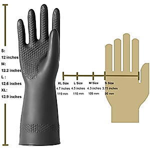 ROYAKI Chemical Resistant Latex Gloves,Cleaning Protective Safety Work Heavy Duty Rubber Gloves,12.6", 1 Pair Size Large