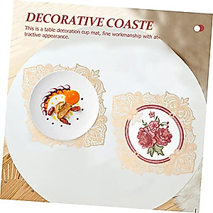 DOITOOL Table Mat Jute Placemat Adorno para Mesa De White Cotton Tablecloth Farmhouse Coasters Heat Proof Placemat Cotton Placemats Retro Lace Coaster Lace Place Mat Decor Mug 4pcs