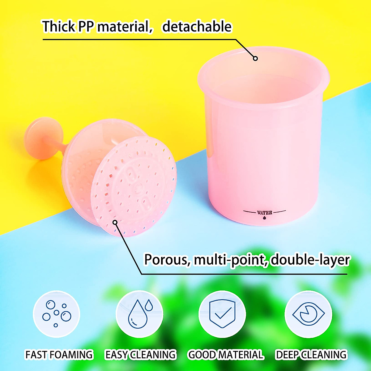 2Pcs Face Wash Foam Maker for Face Wash, Facial Cleaning Tool, Deep Skincare Cleaner Tools for Travel Household (Pink and White)