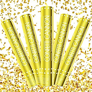 Yeunmu 5 Packs Confetti Cannons, 12 inch confetti cannons party poppers, gold confetti poppers for Graduation Wedding Birthday Parties and New Year's Eve Celebration
