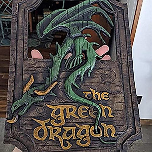 Lord of The Rings The Prancing Pony and The Green Dragon Pub Signs Set, Funny bar Signs, Pub Bar Home Decorative Wall Sign and Plaques for Front Door Hanging Sign
