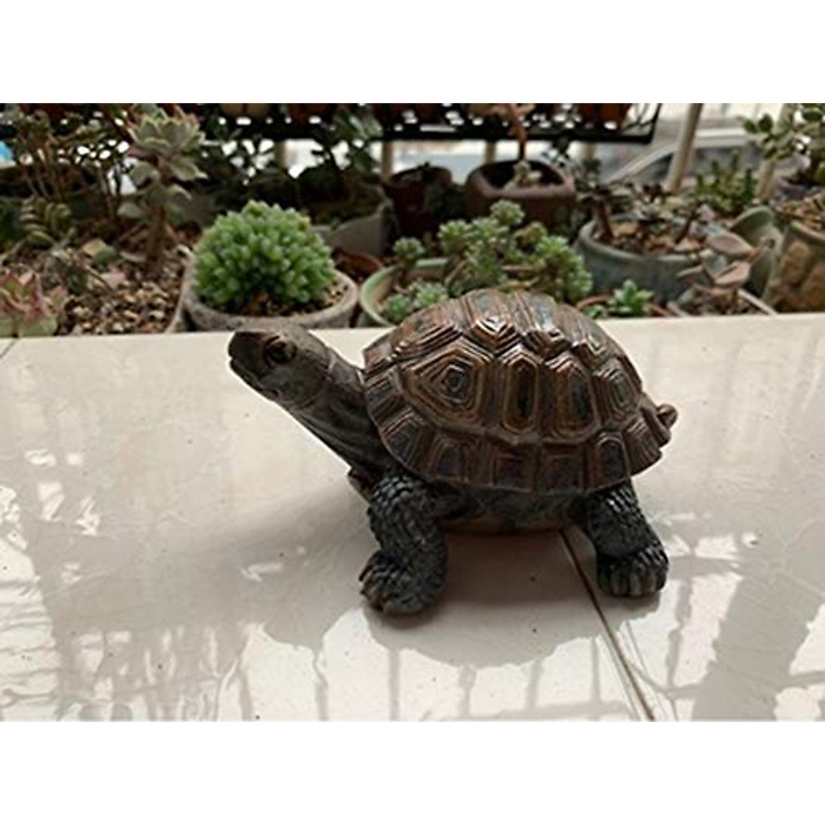 donau Garden Statues Turtle Figurines Polyresin Garden Sculpture Turtle Decor 5.1 inch
