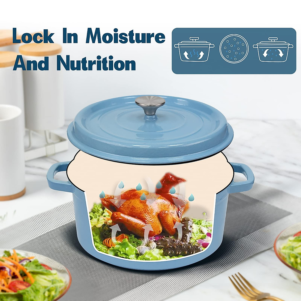 Dutch Oven Pink,Enameled Cast Iron Dutch Oven with Lid, 5.25 Quart Round Nonstick Enamel Cookware Crock Pot,Dutch Oven with Dual Handle and Cover Casserole Dish 9.45 Inch