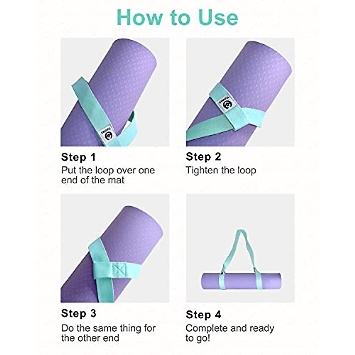 Tumaz Yoga Mat Strap [MAT NOT Included] (2 Sizes) with Extra Thick & Comfy Delicate Texture, Adjustable Yoga Mat Carrier