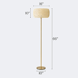 Brightech Rowan Elegant Floor Lamp – Modern Unique Thread Shade Matches Boho, and Mid-Century Décor – Free Standing LED Light for Living Rooms and Bedrooms – Tall Indoor Lamp Gets Compliments - Brass