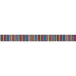 Carson Dellosa 36 Ft Straight Colorful Chalkboard Bulletin Board Borders, 12 Double-Sided Zig Zag and Polka Dot Border for Classroom Bulletin Boards