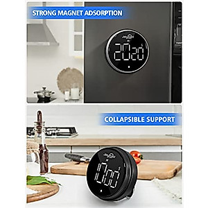 Revolutionary Digital Kitchen Timer: Large LED Display, 3 Volume Levels, Magnetic & Portable - Ideal for Cooking, Teaching, Fitness, & More!(Black)