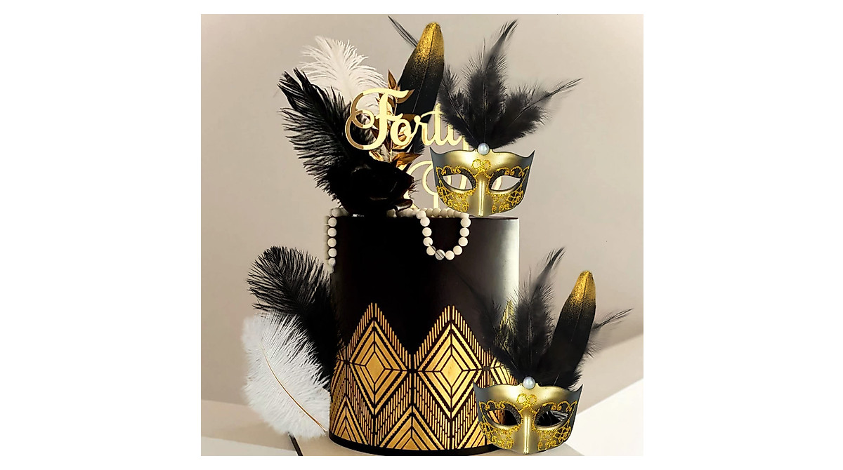 JeVenis Art Deco Cake Mask Decor - Perfect for Gatsby & Mask Parties