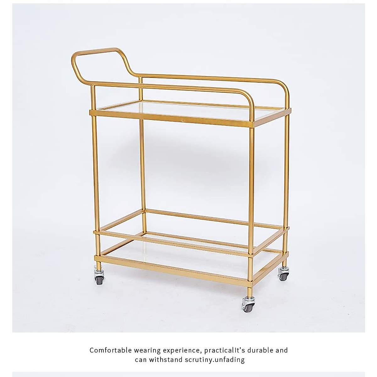 LIUJUN Dining Cart Hotel Shower Room Cart Restaurant Drink Cart Tea Cart Showroom Living Room Home Mobile Car (Color : Glass Panel, Size : 69 * 35 * 82cm)