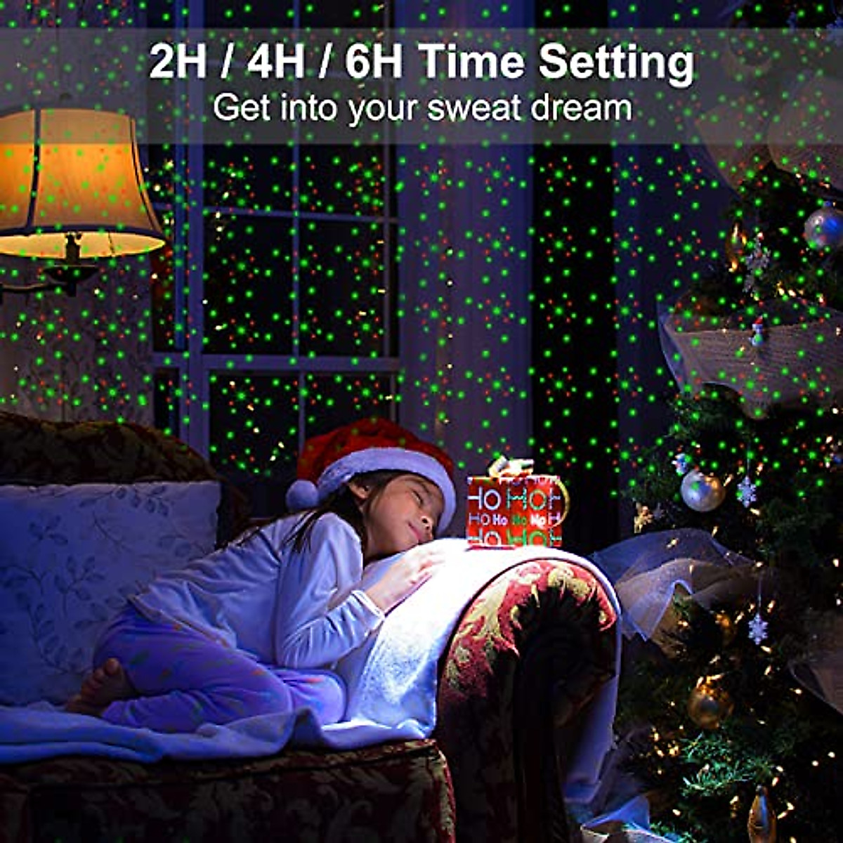Christmas Lights Projector Laser Light Xmas Spotlight Projectors Waterproof Outdoor Landscape Spotlights for Holiday Halloween Yard Decorations (Green and Red)