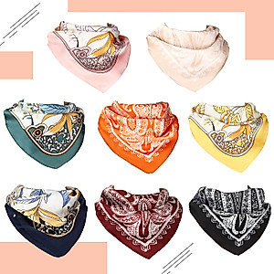 Zhanmai 8 Pcs 27.5 x 27.5 Inch Square Satin Head Scarves Women Silk Bandana Hair Scarves Hair Wrap Neck Scarf for Sleeping (Multicolor,Fresh)