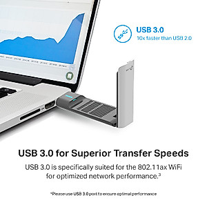 TP-Link AX1800 WiFi 6 USB Adapter for Desktop PC (Archer TX21UH) Wireless Network Adapter with 2.4GHz, 5GHz, MU-MIMO, OFDMA, High Gain Dual Band 5dBi Antenna, WPA3, Supports Windows 11/10