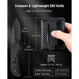 KEXMO Pocket Knife for Men - 2.99" D2 Blade G10 Handle Folding Pocket Knife with Clip - Small EDC Knife for Tactical Hunting Hiking Camping Survival Gift for Men Dad Women, Black