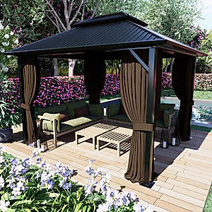 COWVIE 4-Panel 12' x 12' Gazebo Replacement Curtains, Patio Privacy Sidewalls with Double Zipper, Replacement for Outdoor Gazebo Canopy (Curtain Only)