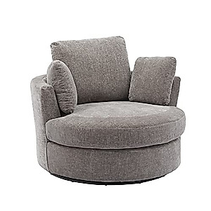 360° Swivel Accent Barrel Chair with 3 Pillows Furniture Set,Upholstered Oversized Leisure Round Loveseat Recliner Cozy Club Sofa Chaise Lounge Circle Armchair for Living Room/Hotel/Nursery/Office