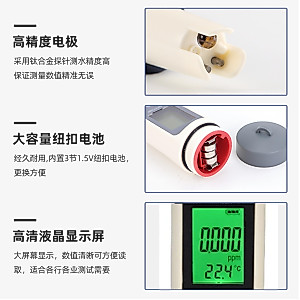 ARIPRO Digital Hydrogen Meter, High Accuracy Pen Type H2 Meter Water Quality Tester with ATC, LCD PH TDS Salt PPM Temp Tester Meter for Drinking Water Hydroponics Aquariums Swimming Pool