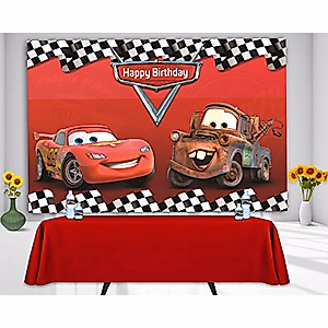 RUINI Car Racing Themed Backdrop Cartoon Cars Mobilization Birthday Party Decorations Backdrop 5x3FT