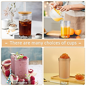 Glass Cups with Lids and Straws, 640ML Borosilicate Glass Tumbler Cups, 22 OZ Drinking Glasses 2pcs Set, Reusable Clear Iced Coffee Cups for Smoothie, Juice, Milk, Boba Tea, Homemade Beverages