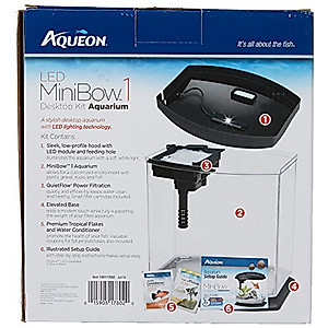 Aqueon Products 015905178020 LED Minibow Aquarium Kit, 1 Gallon, Black