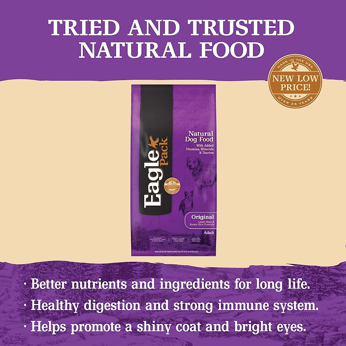 Eagle Pack Natural Dry Dog Food, Lamb & Rice, 30-Pound Bag