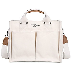 Canvas Tote Bags for Women Large Shoulder Bags Handbags Purse Big Satchel Purses Multi-pocket Handbags Casual Work Bags