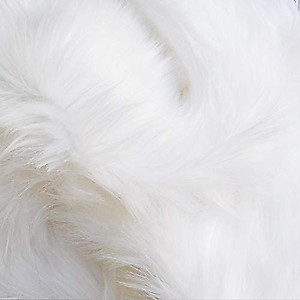 Eovea - Shaggy Faux Fur Fabric - 10"X10" Inches - Square - DIY Craft Supply, Hobby, Costume, Decoration (10"X10", White)