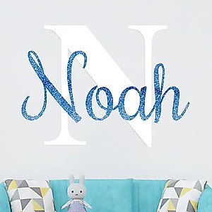 Personalized Multiple Font Wall Stickers for Baby Girl or Boy I Custom Name & Initial for Nursery Wall Decor I Wall Decal for Child Room Decorations I Multiple Sizes and Colors Options