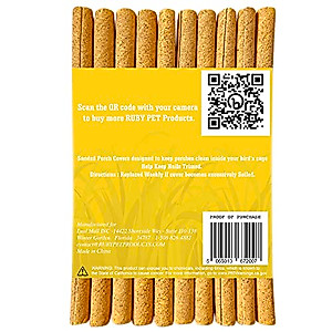 Ruby Pet Bird Perch Covers - 10 Count of Sanded Gravel Paper Accessories for Parakeets, Finches, and Canaries