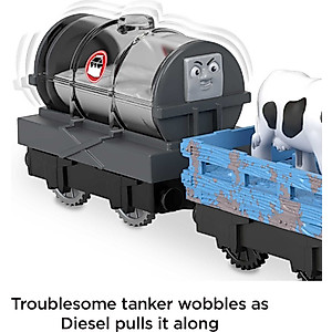 Thomas & Friends Motorized Toy Train Talking Diesel Engine with Sounds Phrases & Cow Cargo for Preschool Pretend Play Kids Ages 3+ Years