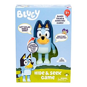 Bluey Hide & Seek Game, Hide The Figure and Press her Nose to Start The Built-in Timer, Talks and Giggles to Help Kids find her, When Found, Kids can Dance to Theme Song