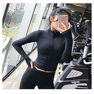 Loveuself Women’s Full-Zip Yoga Jacket Running Track Jacket With Thumb Holes