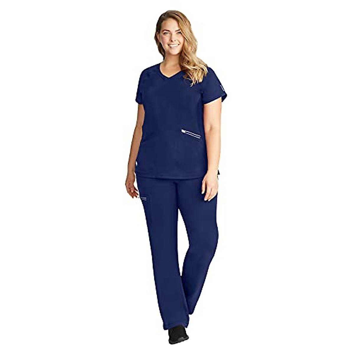 Healing Hands Womens Scrub Top 3 Pocket V-Neck Lightweight Breathable Fabric Scrub Tops for Women HH360 2284 Serena Navy 2XL