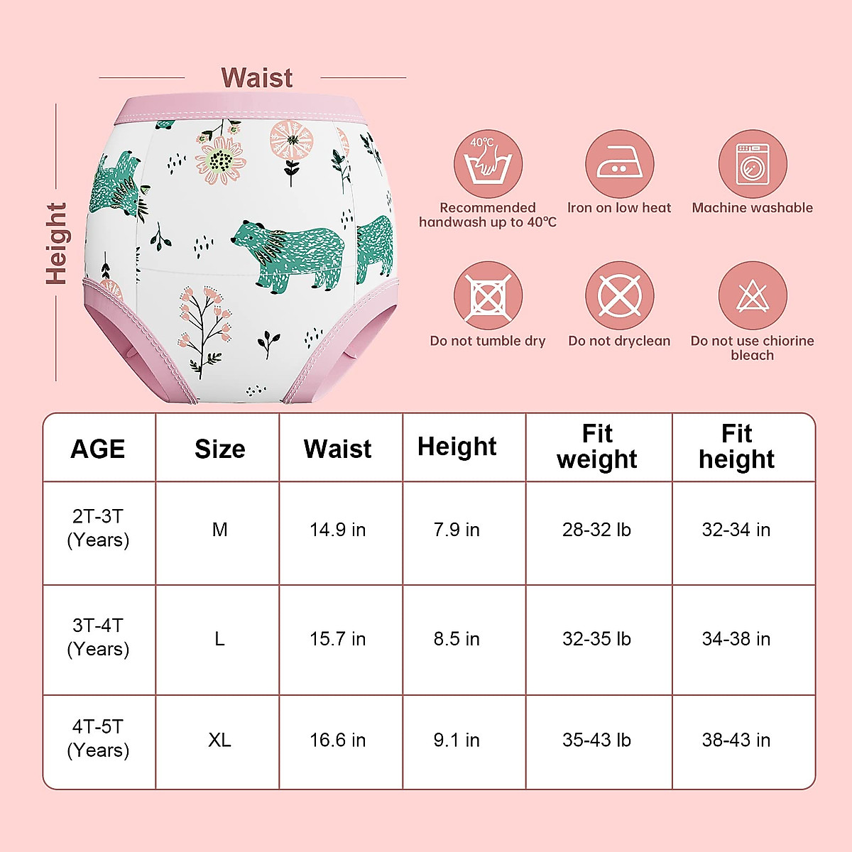 Yufanlili 8 Pack Potty Training Underwear,Toddler Absorbent Training Pants,Toddlers Pee Training Diaper Underwear 2T-3T